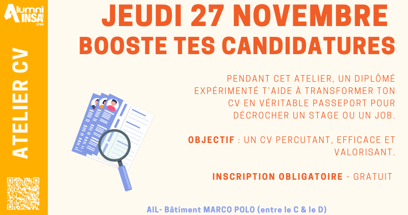 Atelier " Booste tes candidatures " 27/11/2025 Alumni INSA Lyon